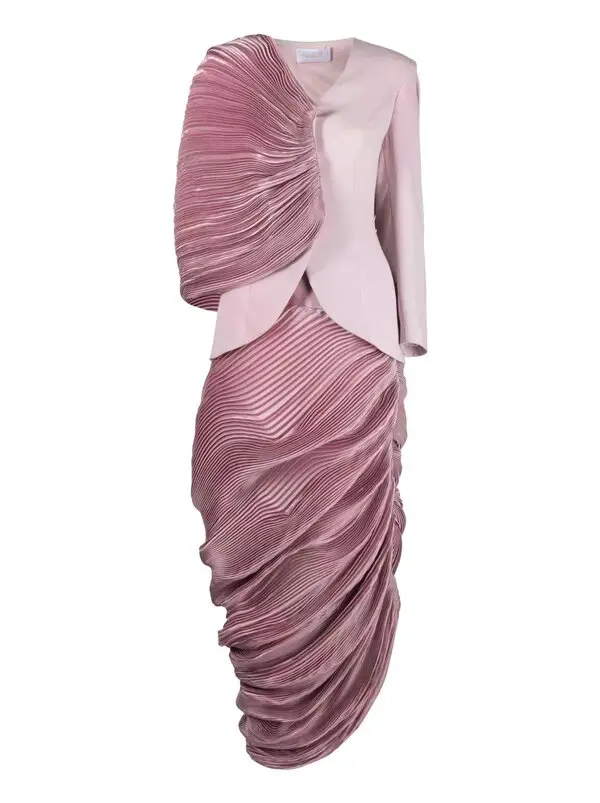 GABY CHARBACHY Asymmetric Blazer-top Long Dress - Pink