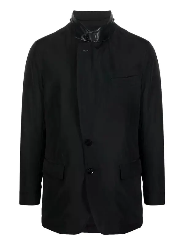 TOM FORD Leather-trim Single-breasted Blazer - Black