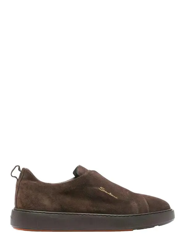 Santoni Suede Slip-on Sneakers - Brown