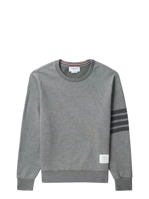 Thom Browne Cotton Sweatshirt With 4-bar Stripe - Grey