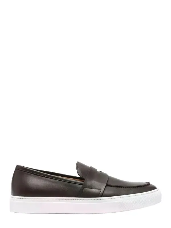SCAROSSO Alberto Leather Penny Loafers - Brown