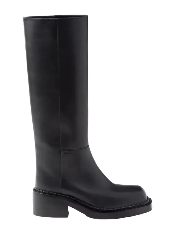 Prada Knee-high 55mm Leather Boots - Black