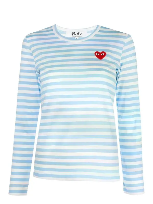 Play Comme Des Garcon Striped Long Sleeve Top - Blue