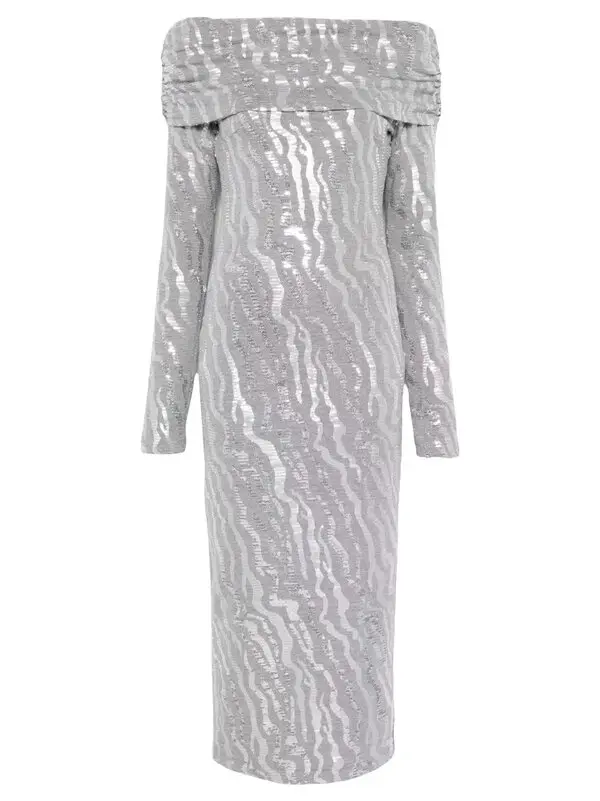 ROTATE BY BIRGER CHRISTENSEN Sequinned Midi Dress - Grey