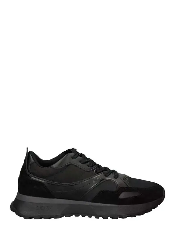 BOSS Mixed-material Trainers With Mesh And Leather - Black