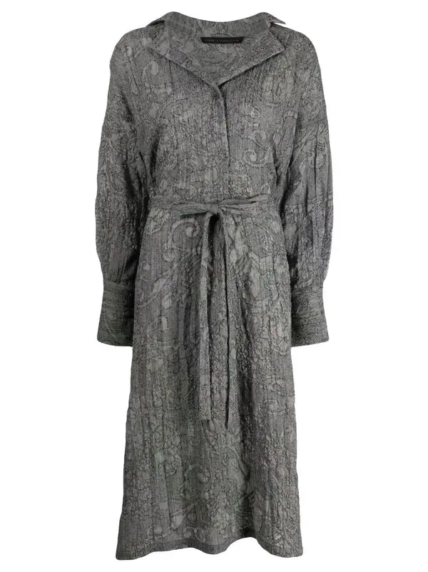 FORME D'EXPRESSION Long-sleeve Tunic Shirt Dress - Grey