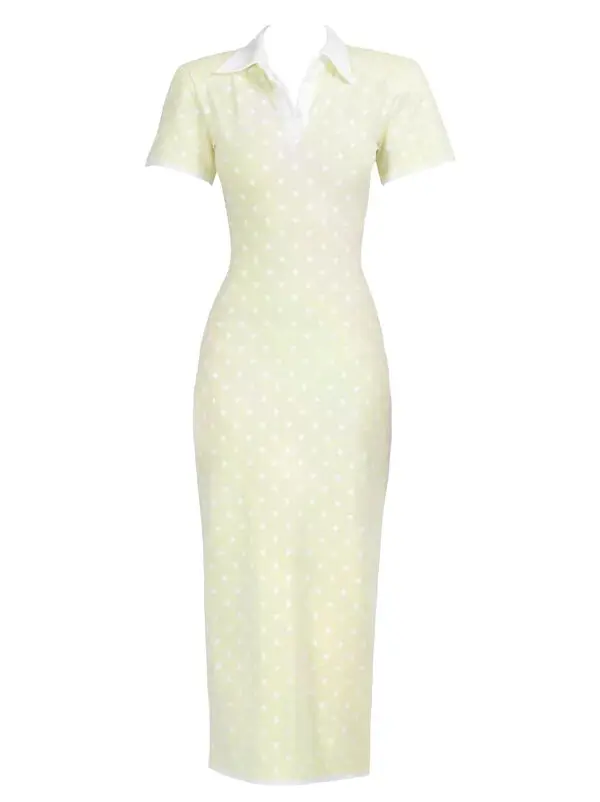 ROWEN ROSE Polka-dot Jersey Midi Dress - Yellow