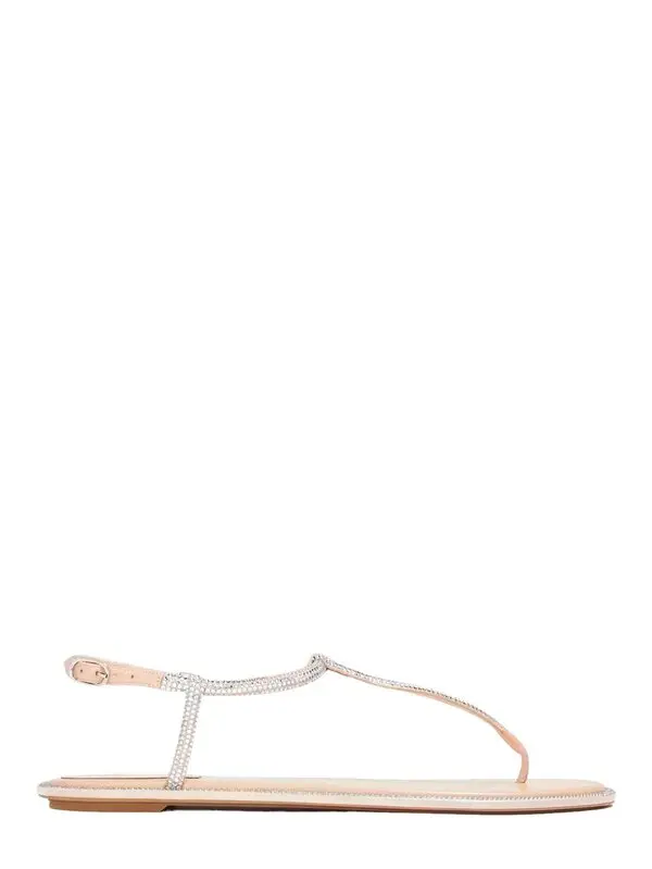 Rene Caovilla Diana Crystal-embellished Flat Sandals - Neutrals