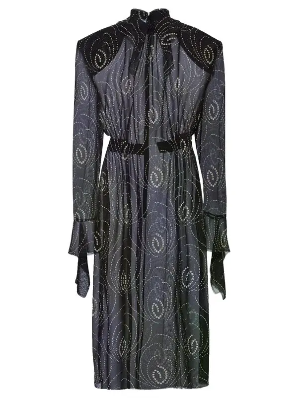 Prada Printed Georgette Dress - Black