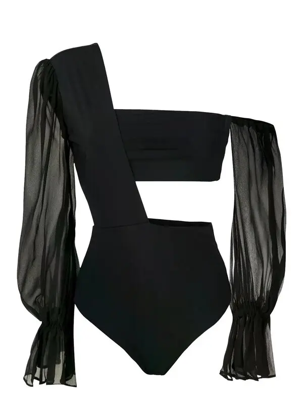 AMIR SLAMA One-shoulder Bodysuit - Black