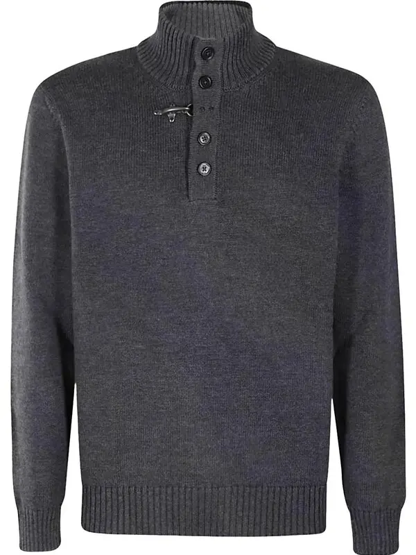 FAY Mock-neck Wool Jumper - Grey