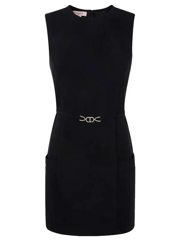 TWINSET Logo-plaque Sleeveless Mini Dress - Black
