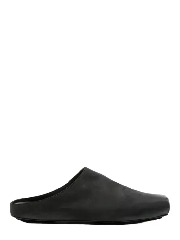 UMA WANG Square-toe Leather Slippers - Black