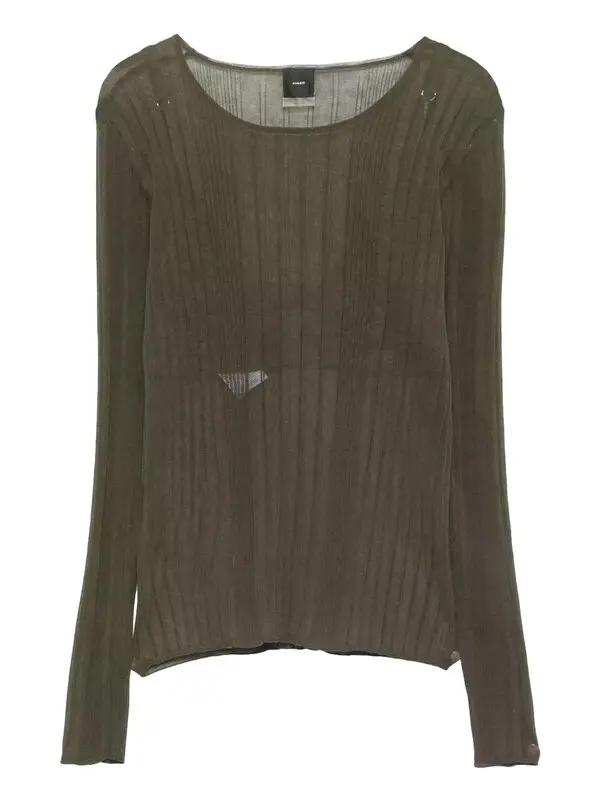 Pinko Semi-sheer Ribbed Top - Green