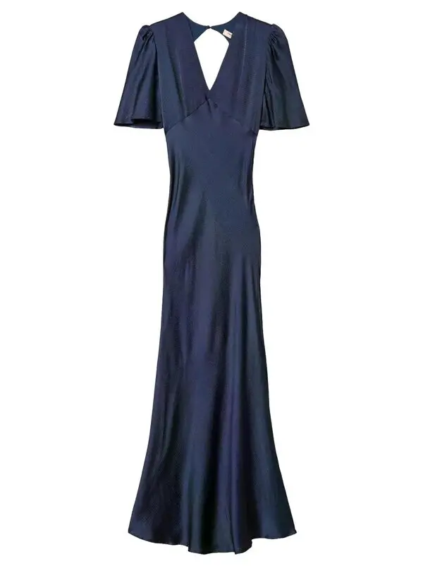 TWINSET Hammered Satin Maxi Dress - Blue