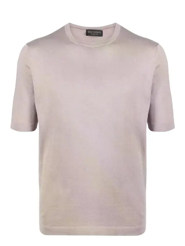DELL'OGLIO Crew-neck Cotton T-shirt - Brown