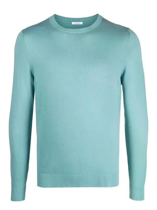 Malo Ribbed-trim Cotton Sweater - Blue
