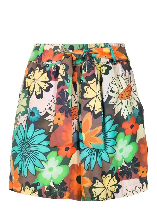 AMIR SLAMA Floral-print Belted Shorts - Multicolour