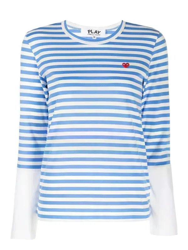 Play Comme Des Garcon Heart-patch Cotton T-shirt - Blue