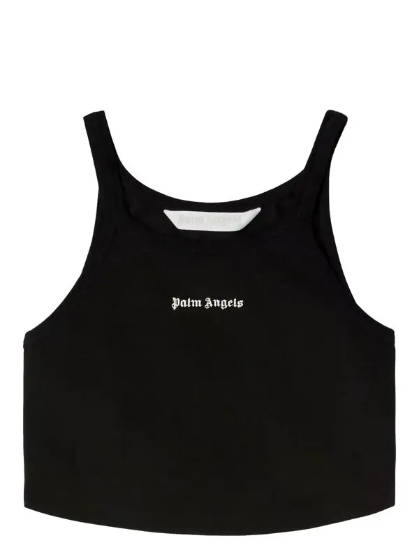 Palm Angels Logo-print Cropped Tank Top - Black