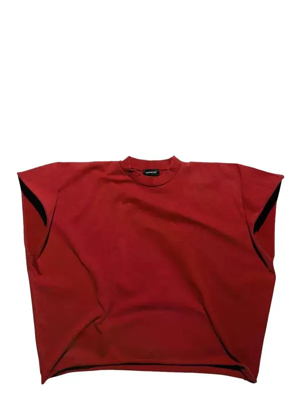 MAINLESS Cotton Crew Neck T-shirt - Red