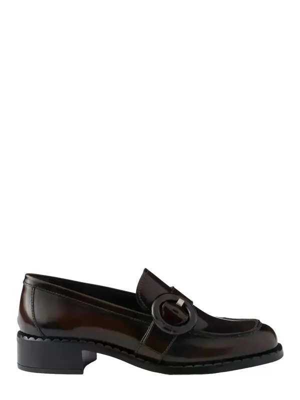 Prada Brushed Leather Loafers - Brown