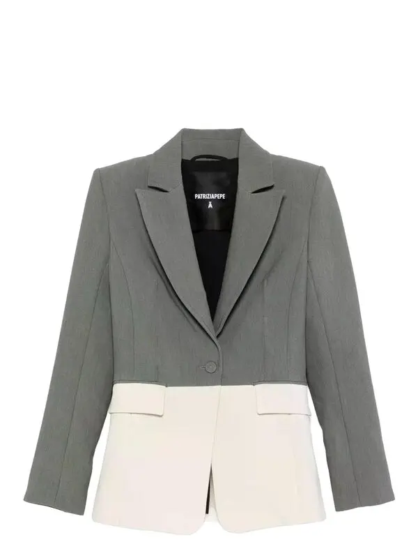 Patrizia Pepe Notched Lapel Color-blocked Blazer - Grey