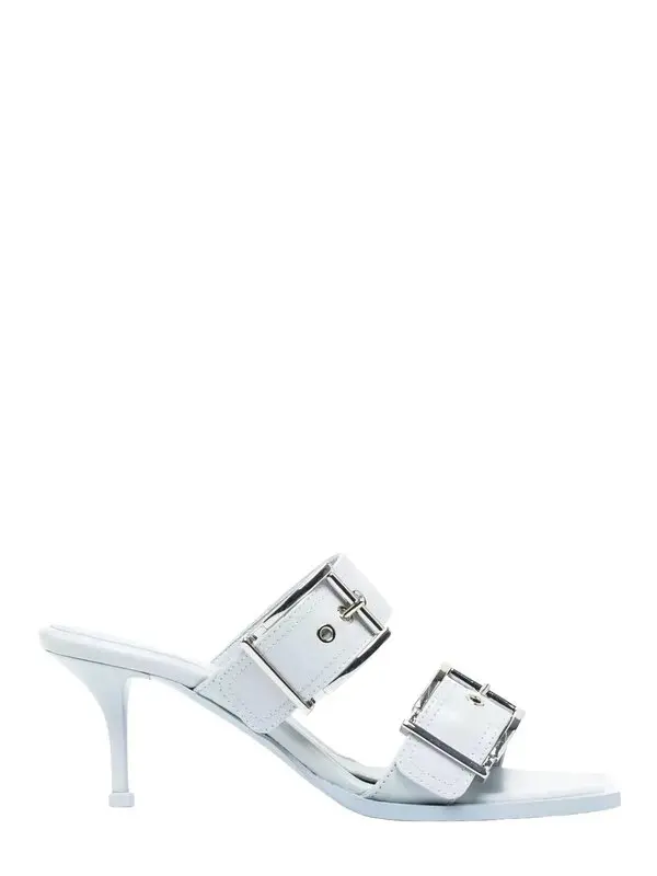 Alexander McQueen 75mm Buckled Leather Sandals - Blue
