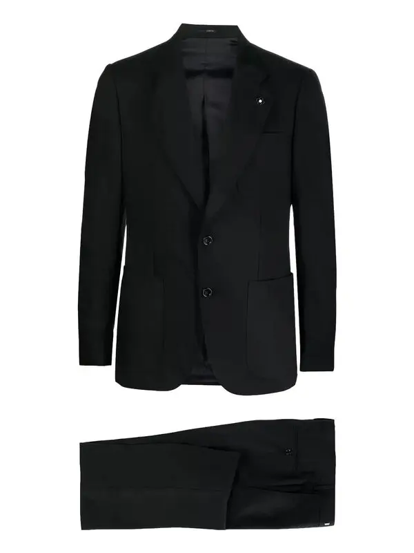 LARDINI Single-breasted Wool Suit - Black