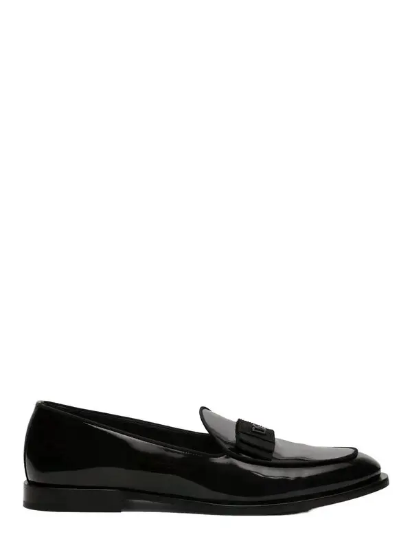 Dolce & Gabbana Logo-tag Patent Leather Slippers - Black