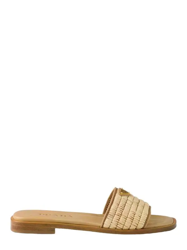 Prada Crochet Detail Leather Sandals - Neutrals