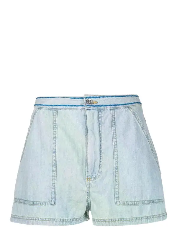 Marni Embroidered-logo Denim Shorts - Blue
