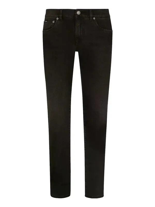 Dolce & Gabbana Logo Appliqué Skinny Jeans - Black