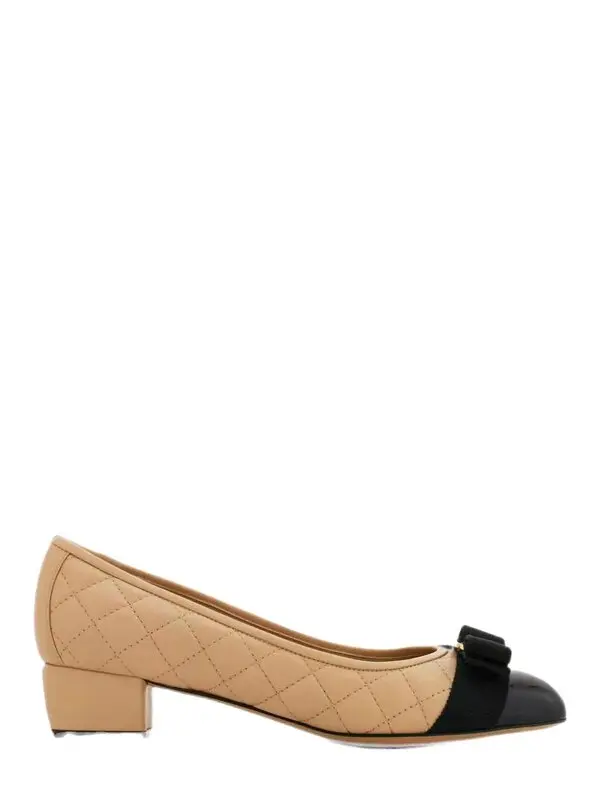 FERRAGAMO Vara Quilted Leather Pumps - Neutrals