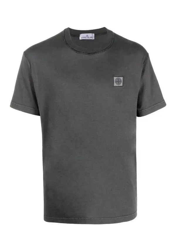Stone Island Compass-patch Cotton T-shirt - Grey