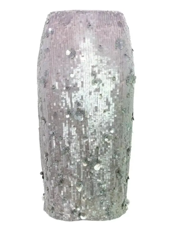 P.a.r.o.s.h Glow Sequin Embellished Midi Skirt - Grey