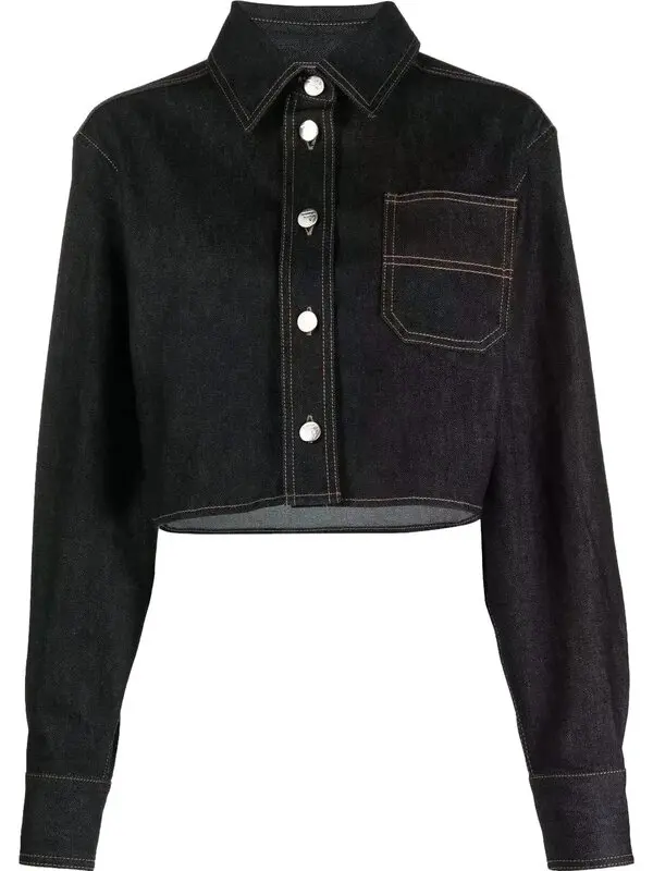 Remain Birger Christensen Cropped Denim Shirt - Black