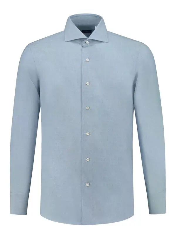 FINAMORE 1925 Long-sleeved Cotton-blend Shirt - Blue