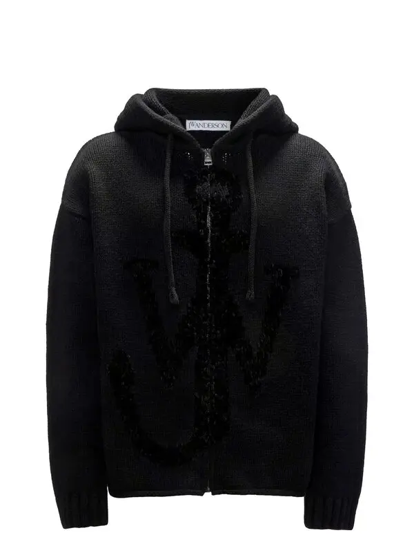JW Anderson Anchor-logo Zip Hoodie - Black