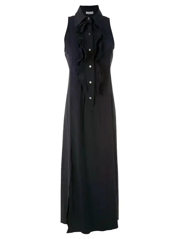 AMIR SLAMA Ruffle-trim Maxi Dress - Blue