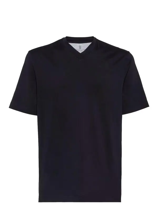 Brunello Cucinelli V-neck Cotton T-shirt - Black
