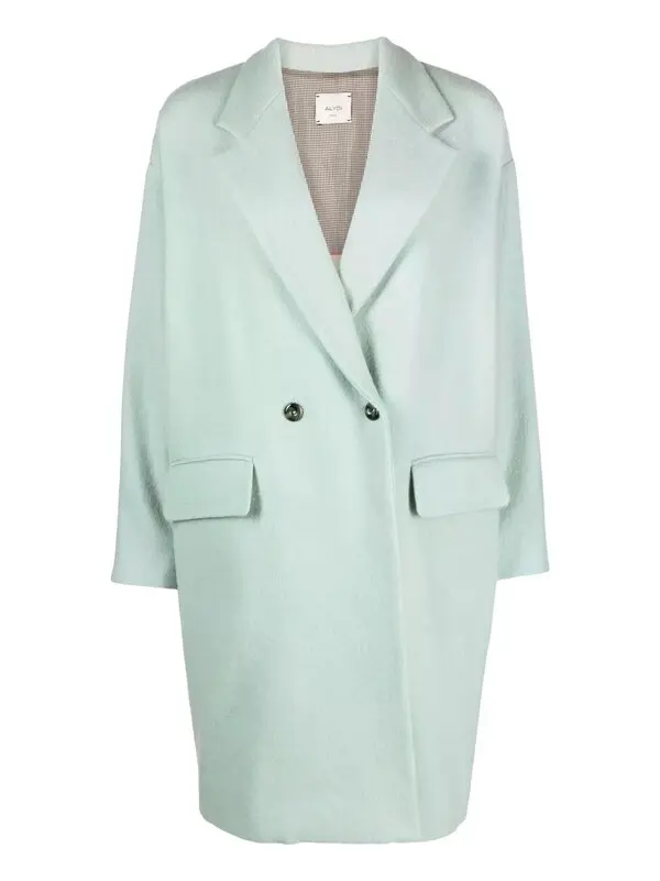 ALYSI Double-breasted Buttoned Wool Coat - Blue