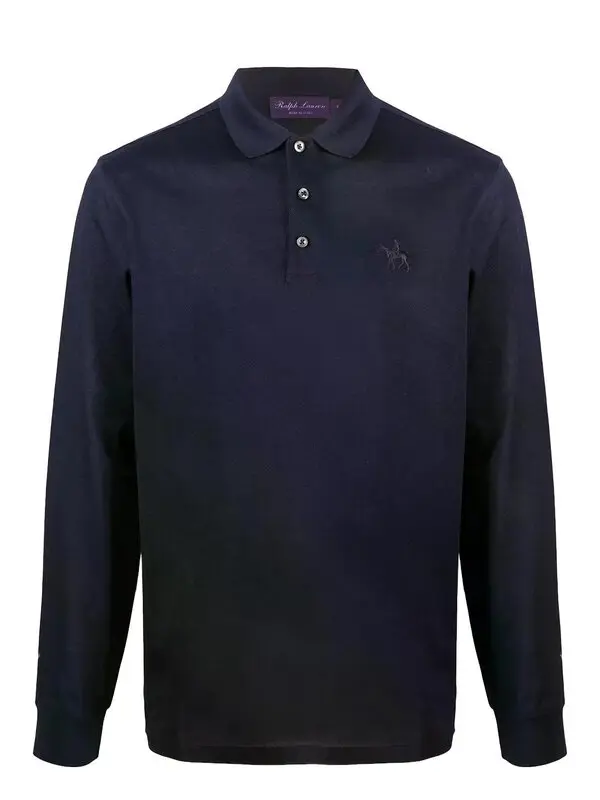 Ralph Lauren Purple Label Long-sleeved Logo Polo Shirt - Blue