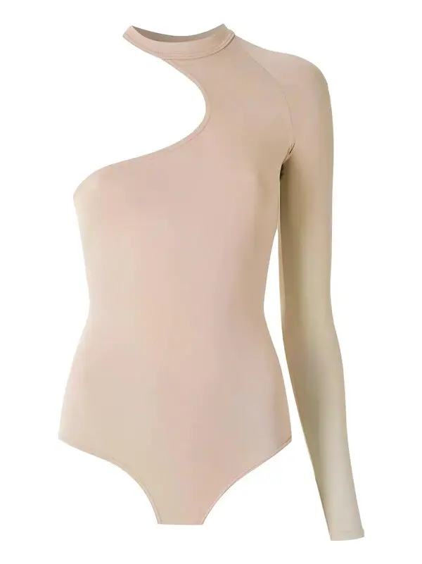 AMIR SLAMA Asymmetric Long Sleeve Bodysuit - Neutrals