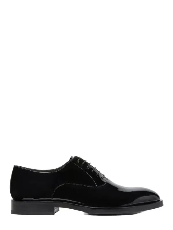 Brunello Cucinelli Patent-leather Laced Oxford Shoes - Black