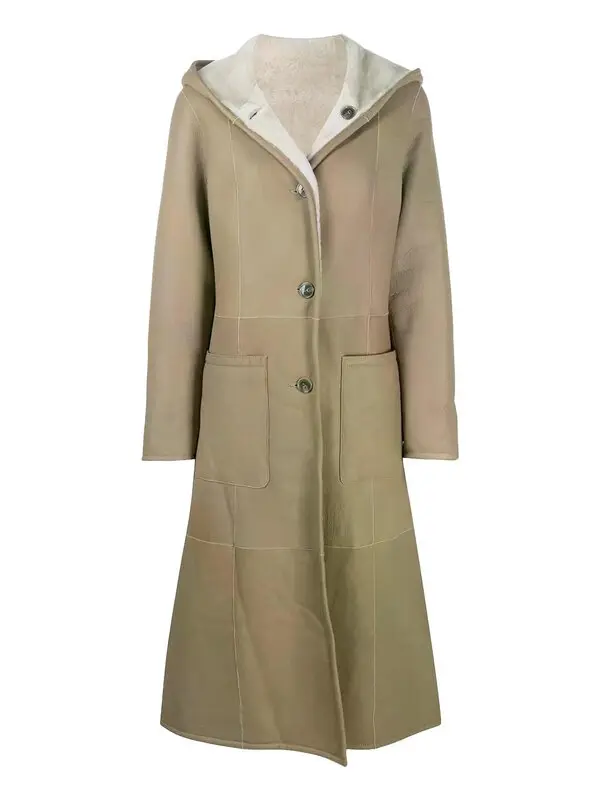 LISKA Reversible Hooded Leather Coat - Brown