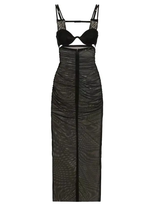 Dolce & Gabbana Bustier-style Sheer Midi Dress - Black