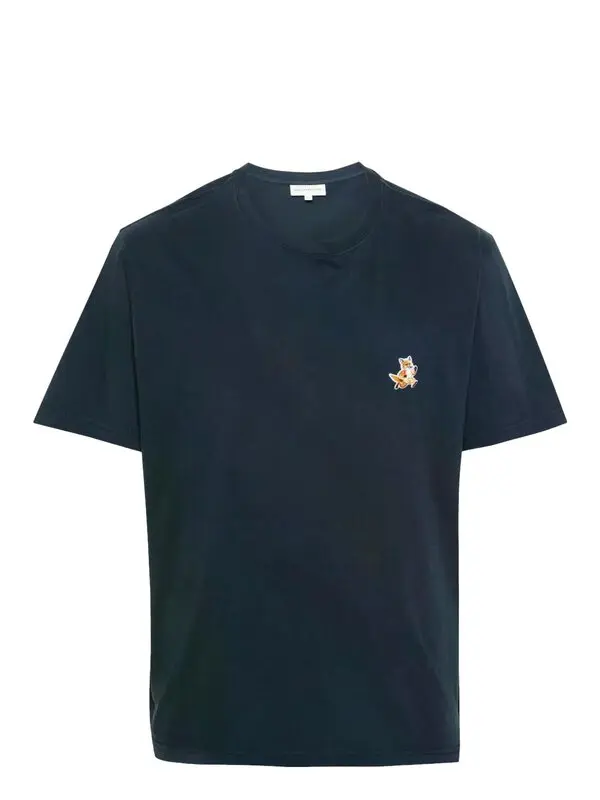 Maison Kitsuné Fox-motif Cotton T-shirt - Blue
