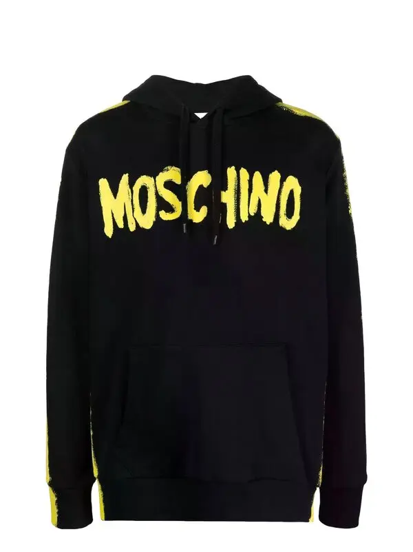 Moschino Logo Print Pullover Hoodie - Black