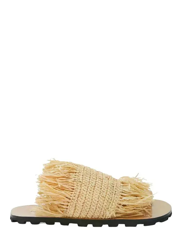 JIL SANDER Flat Raffia Sandals - Neutrals
